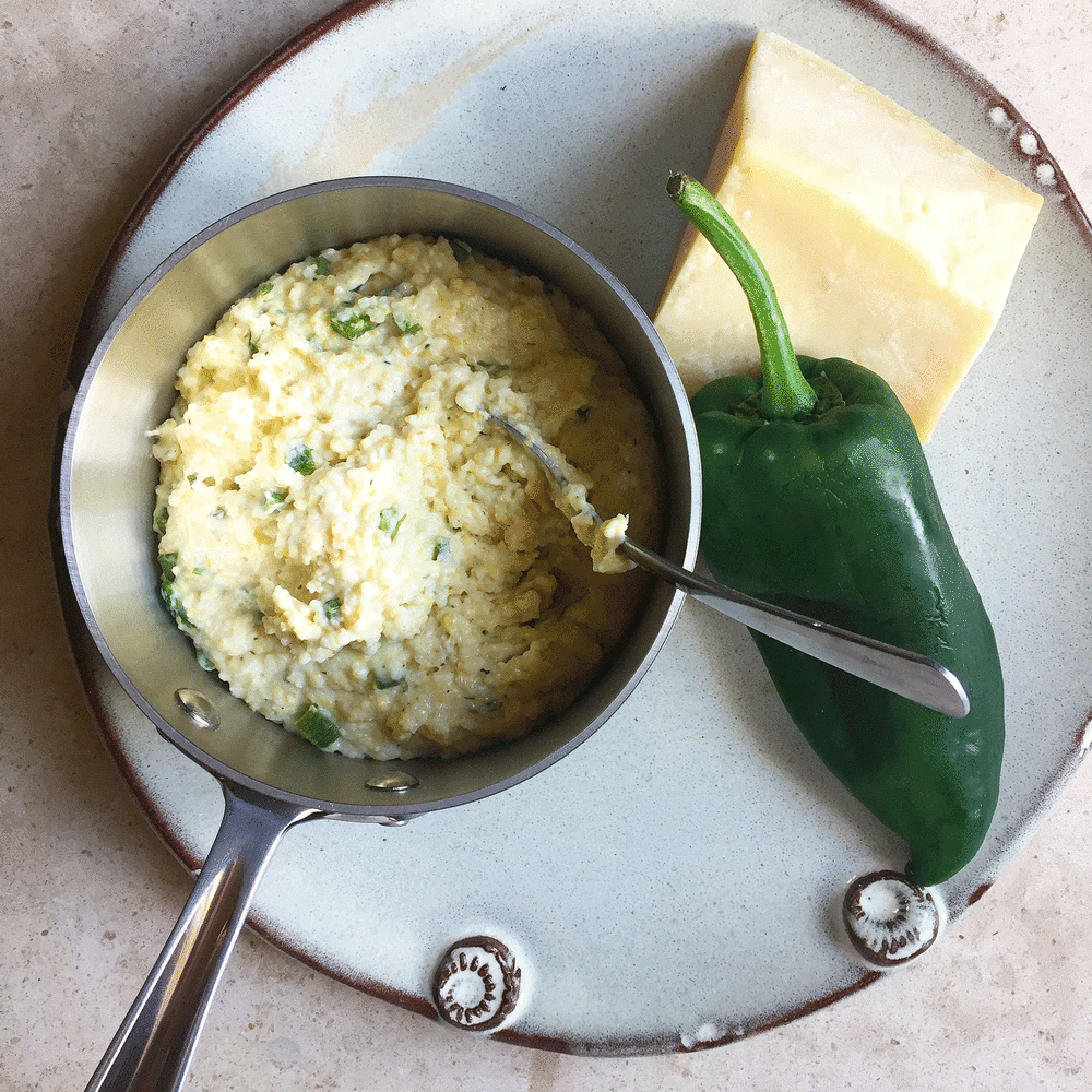 Creamy Grits, Roasted Poblano and Parmesan Recipe | Sur La Table